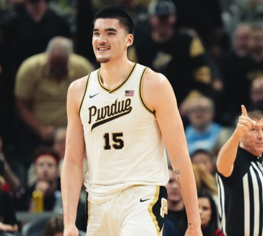 Zach Edey's Laid-Back Style: White Tee and Grey Sweatpants at Grizzlies ...